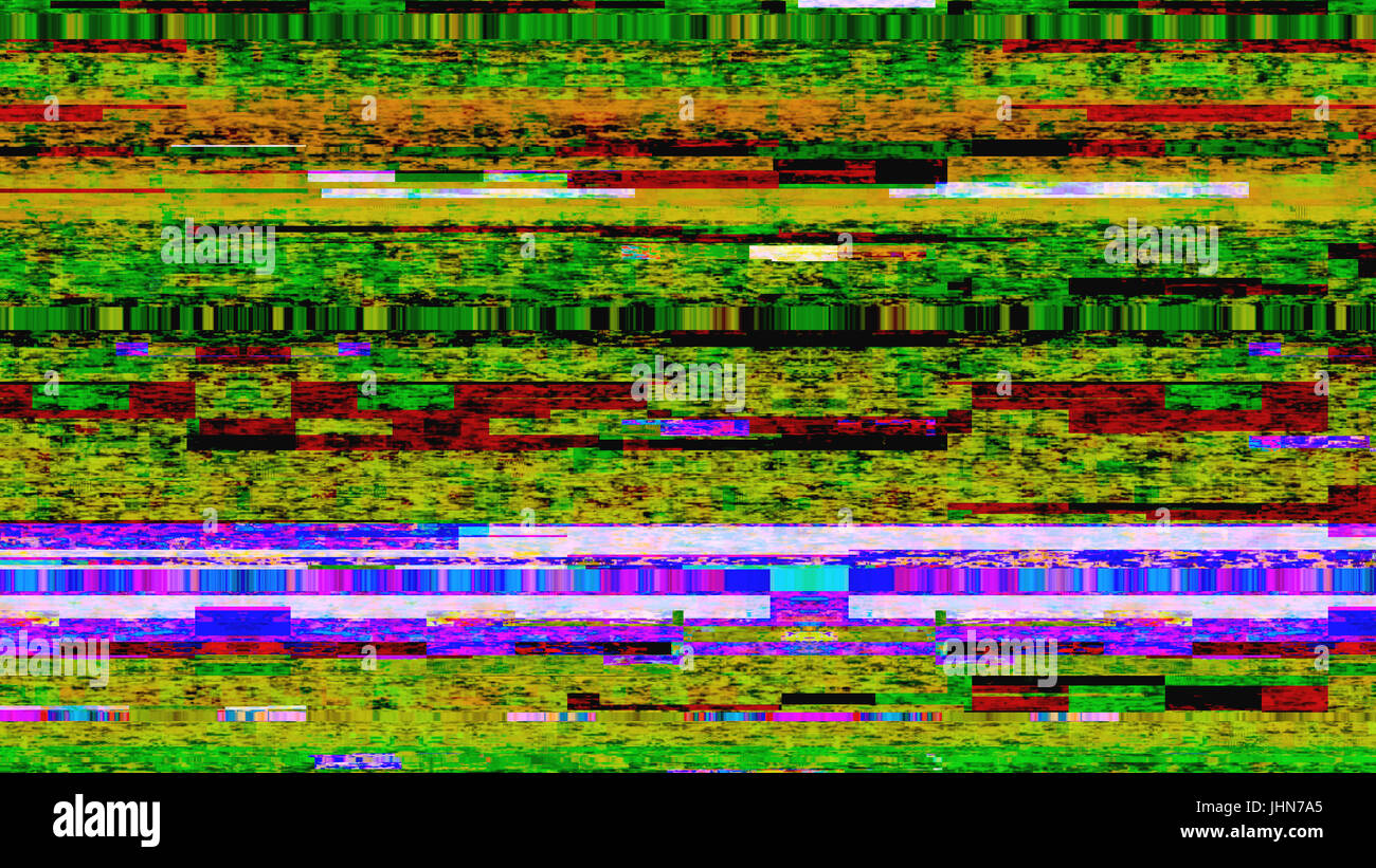 Futuristic, streaming data malfunction video screen display. From a ...