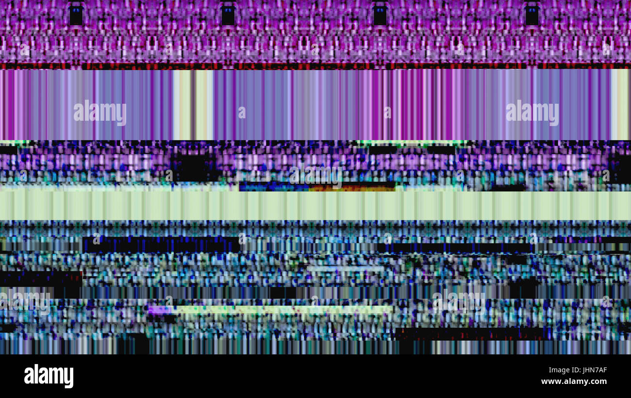 Futuristic, streaming data malfunction video screen display. From a ...