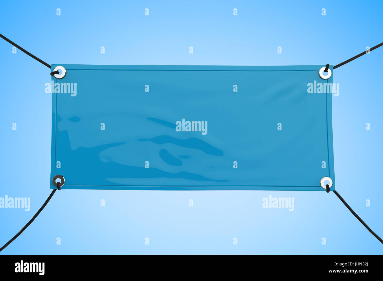 empty blue vinyl banner hanging with rope Stock Photo - Alamy