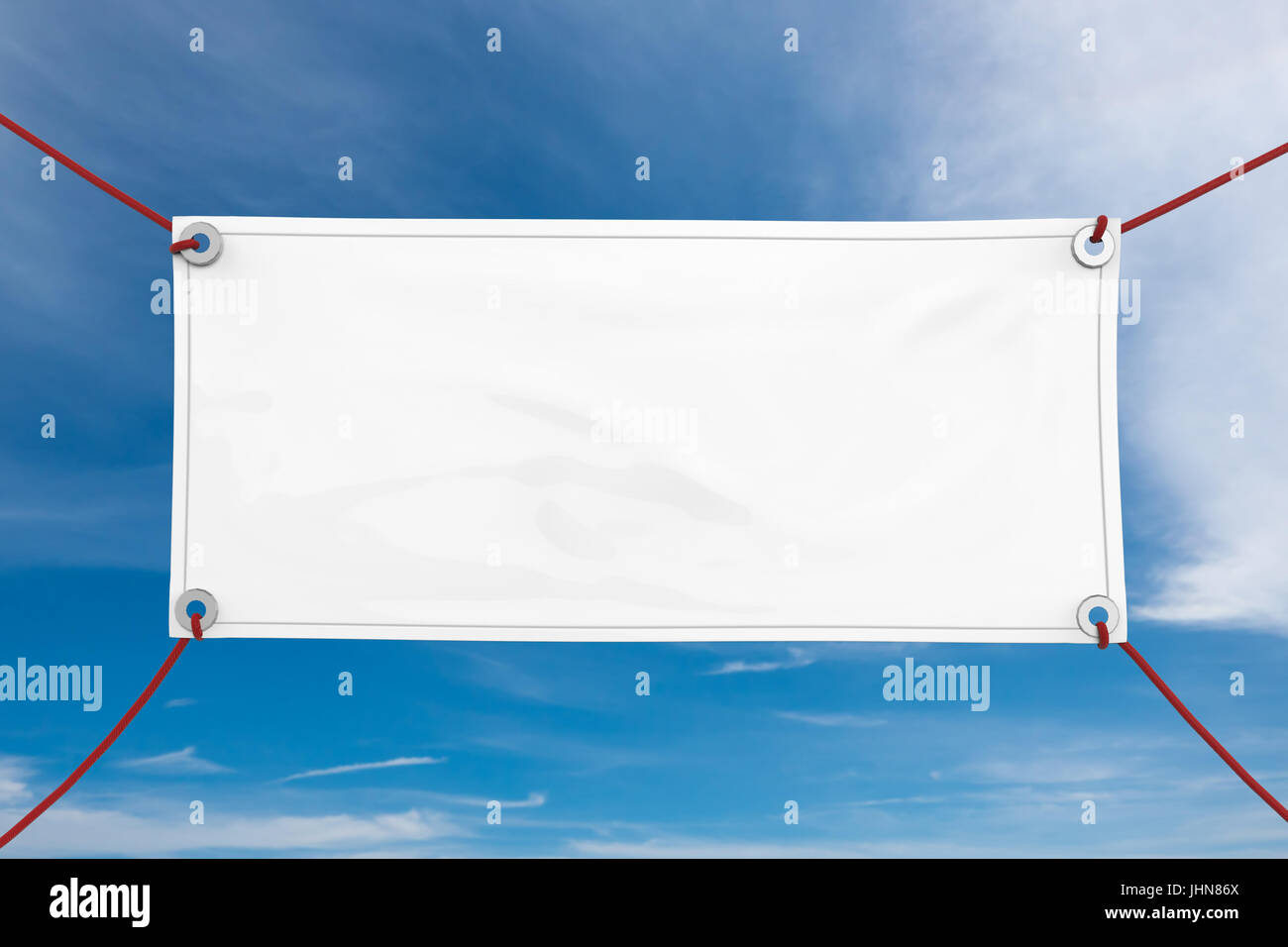 blank white vinyl banner hanging with rope Stock Photo - Alamy