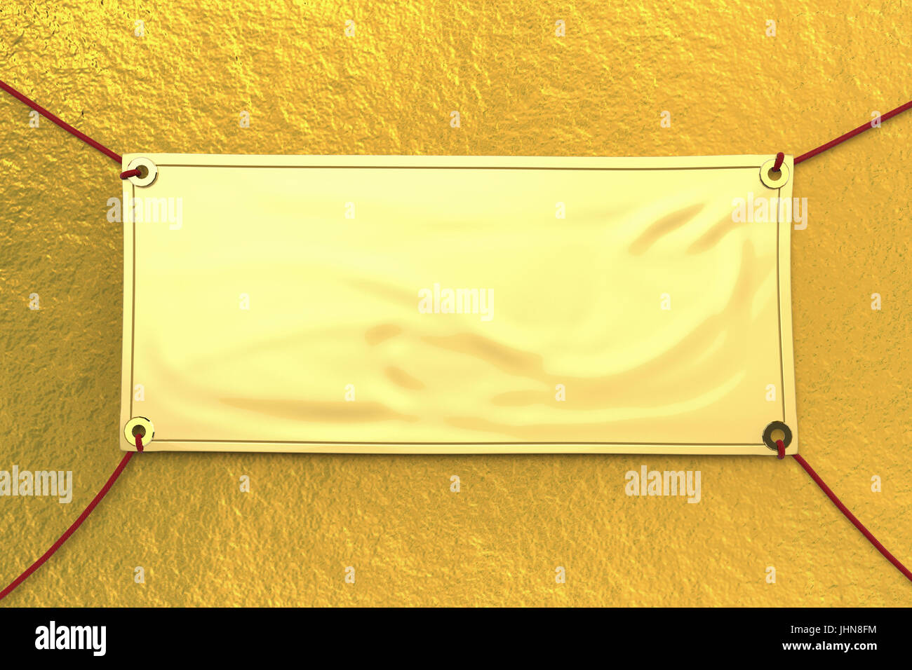 gold vinyl banner hanging with red rope Stock Photo - Alamy