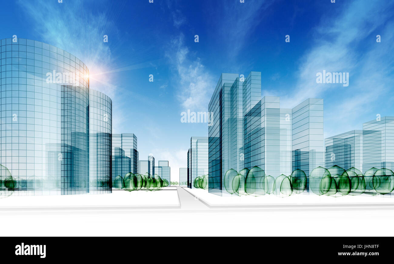 Glass city 3d Stock Photo - Alamy