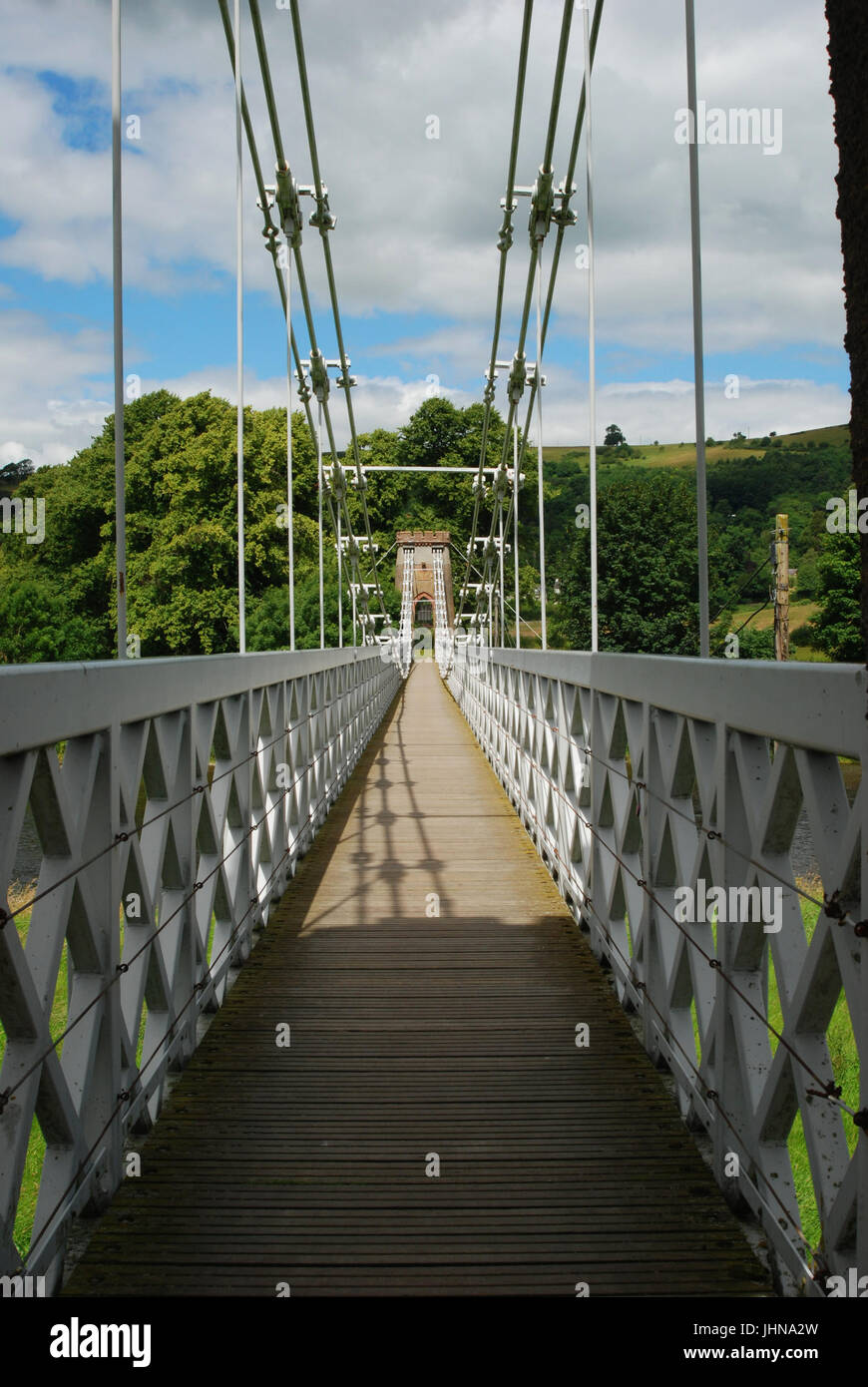 view chain bridge across river Tweed at Melrose built 1826 Stock Photo ...
