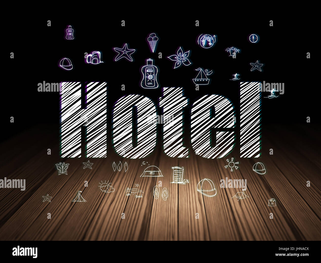 Tourism concept: Hotel in grunge dark room Stock Photo - Alamy