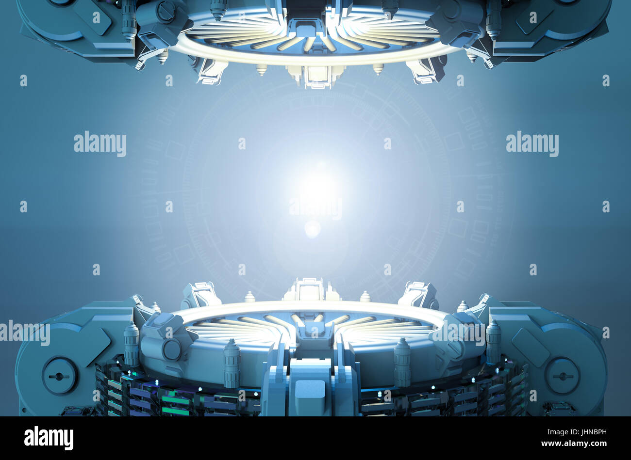 3d rendering hologram machine or projector with blue background Stock ...