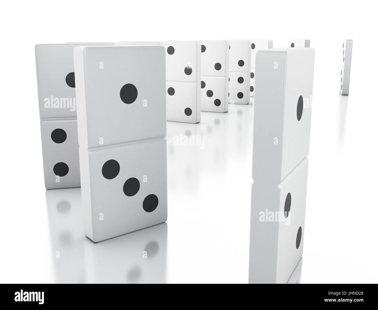 3d illustration. Domino tiles in a row. Business concept. Isolated ...