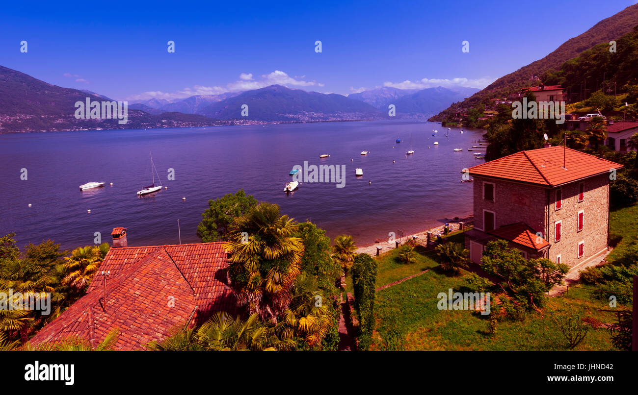 View from Zenna to the northern Lake Maggiore Swiss part. In the ...