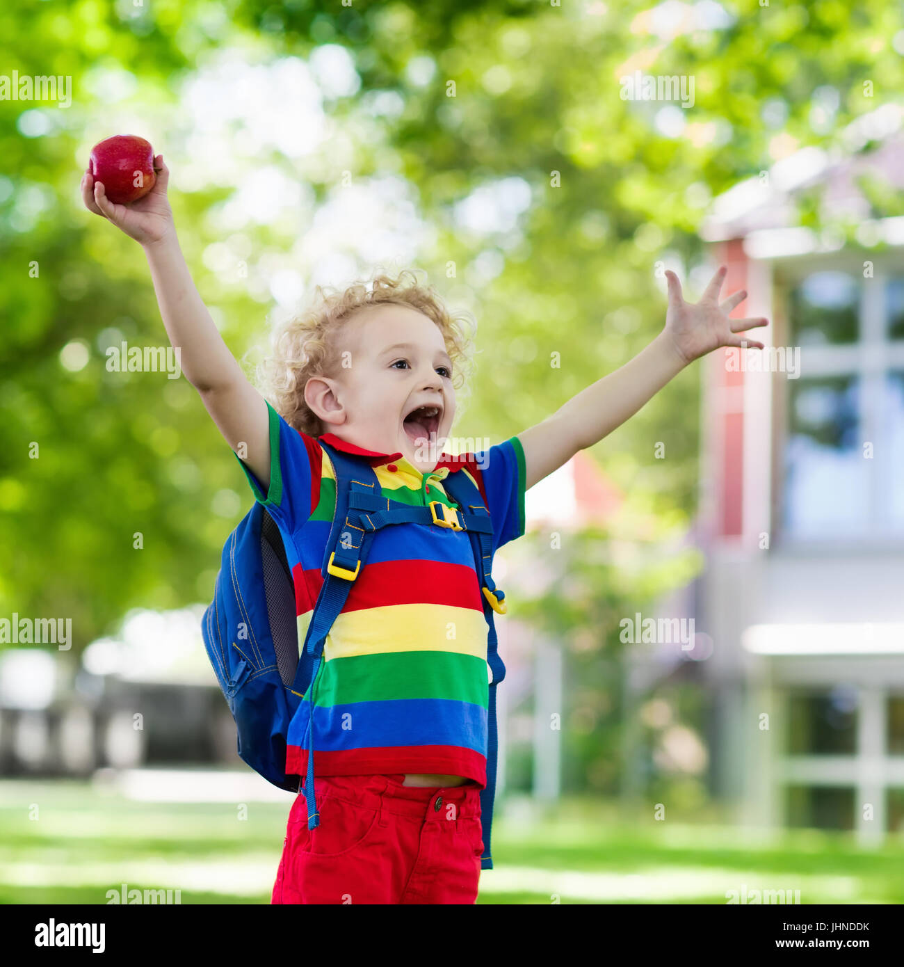 Child going back to school. Start of new school year after summer ...