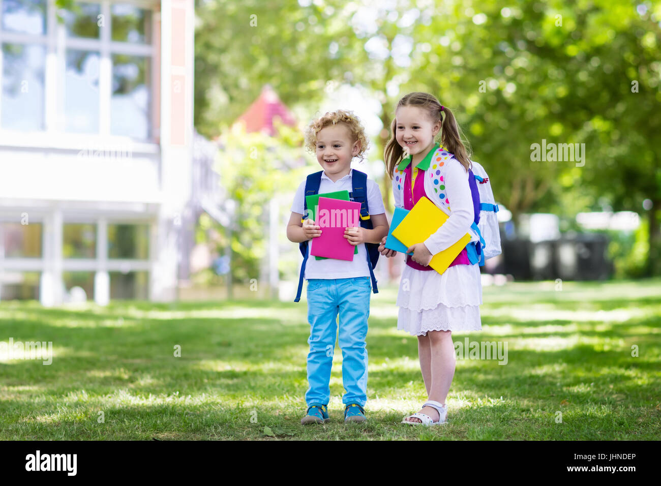 Children go back to school. Start of new school year after summer ...