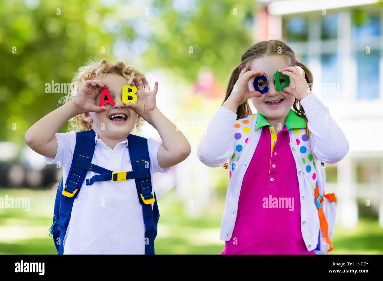 Children go back to school. Start of new school year after summer ...