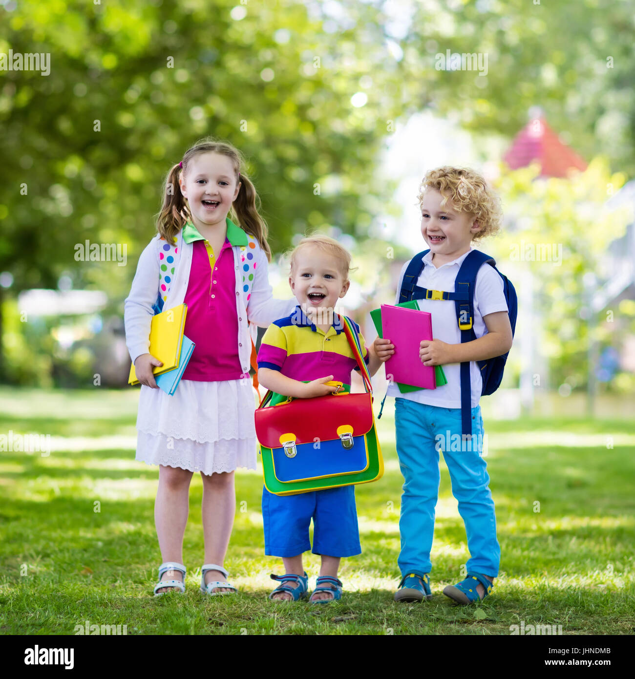Children go back to school. Start of new school year after summer ...