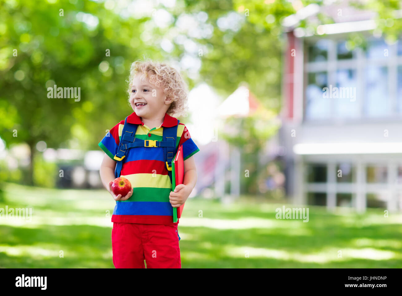Child going back to school. Start of new school year after summer ...