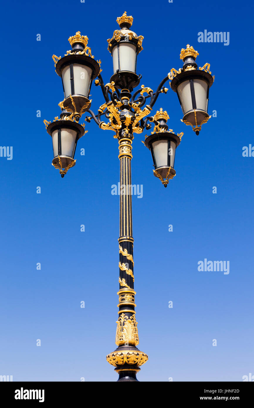 Gold colored classic style streetlight Stock Photo - Alamy