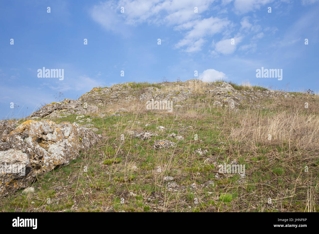 Beautiful landscape with big stones on the hill Stock Photo - Alamy