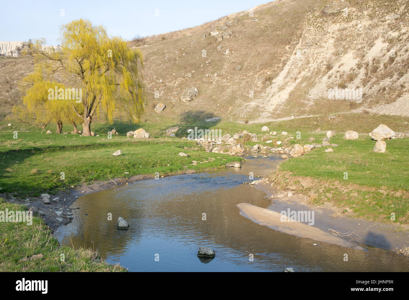 Landscape with beautiful view of river and hills Stock Photo - Alamy