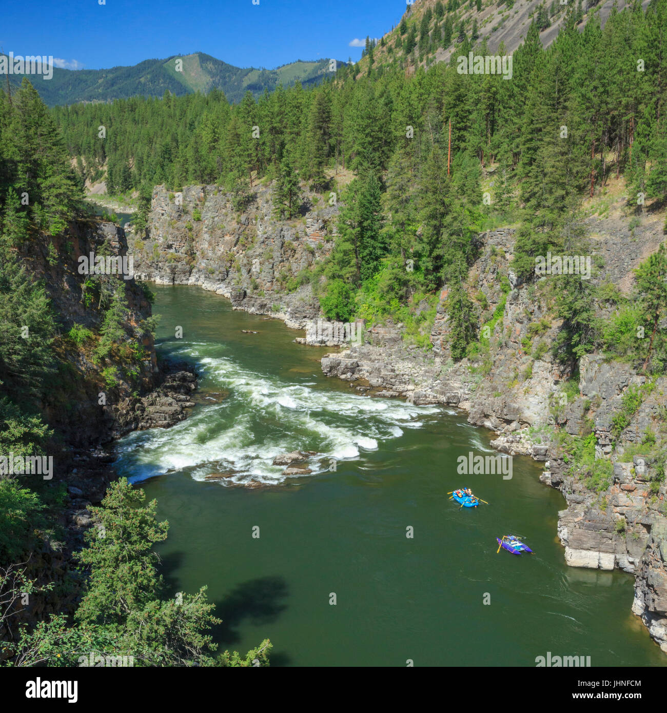 rafters approaching fang rapids on the clark fork river in alberton ...