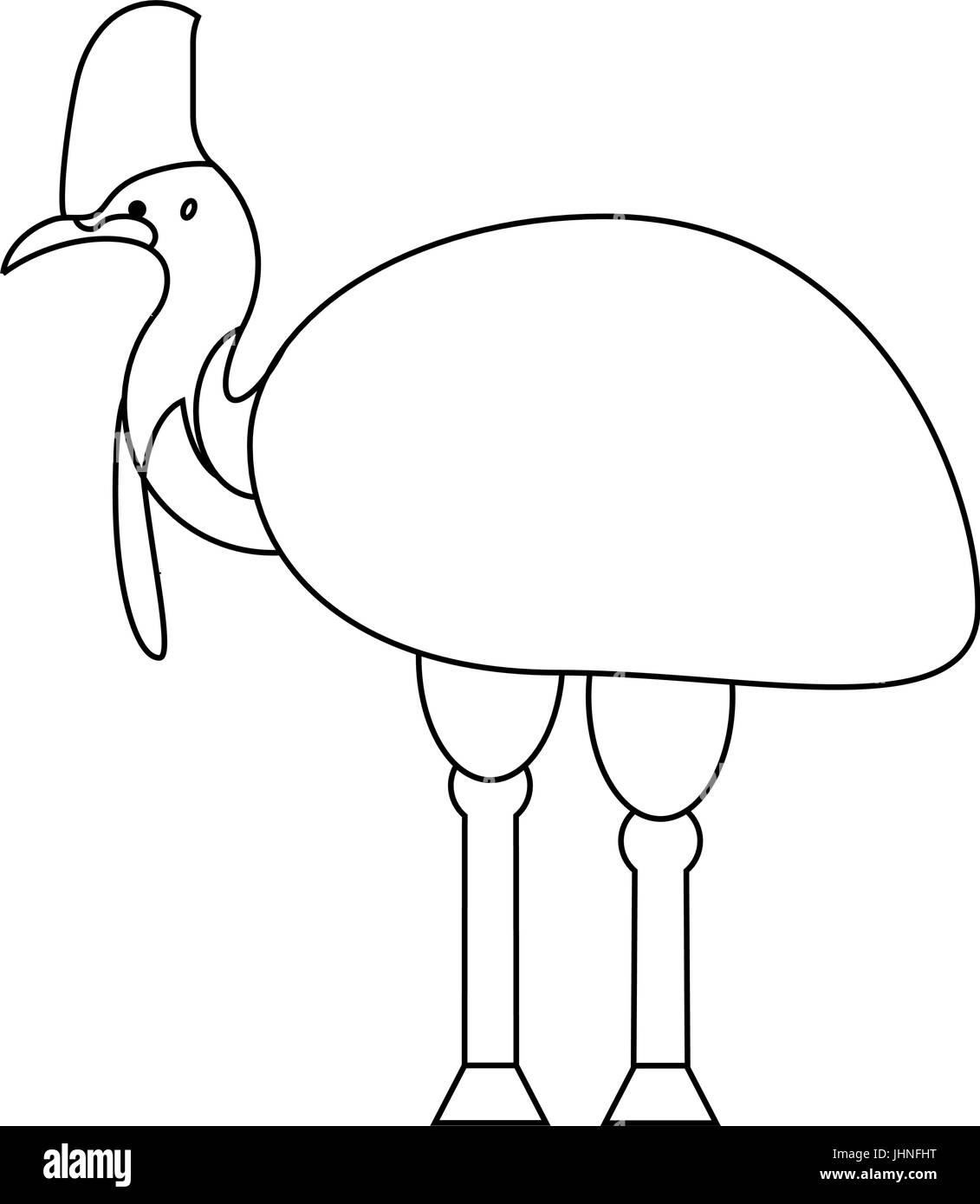 Cassowary isolated on white background. Outline flat style. Tropical ...