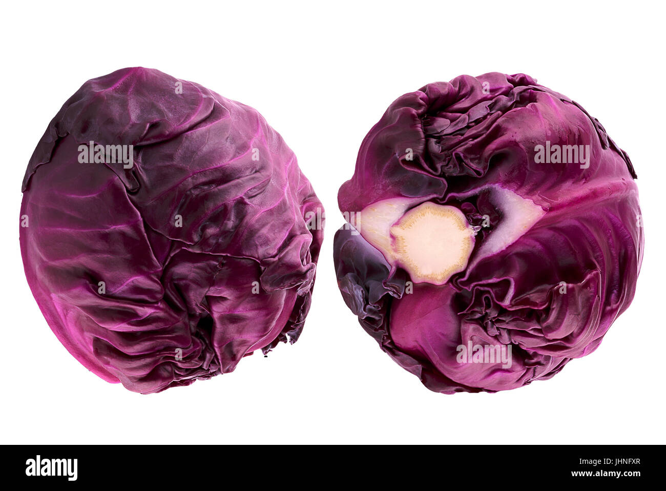 Isolated vegetables. Two red cabbage isolated on white background with ...
