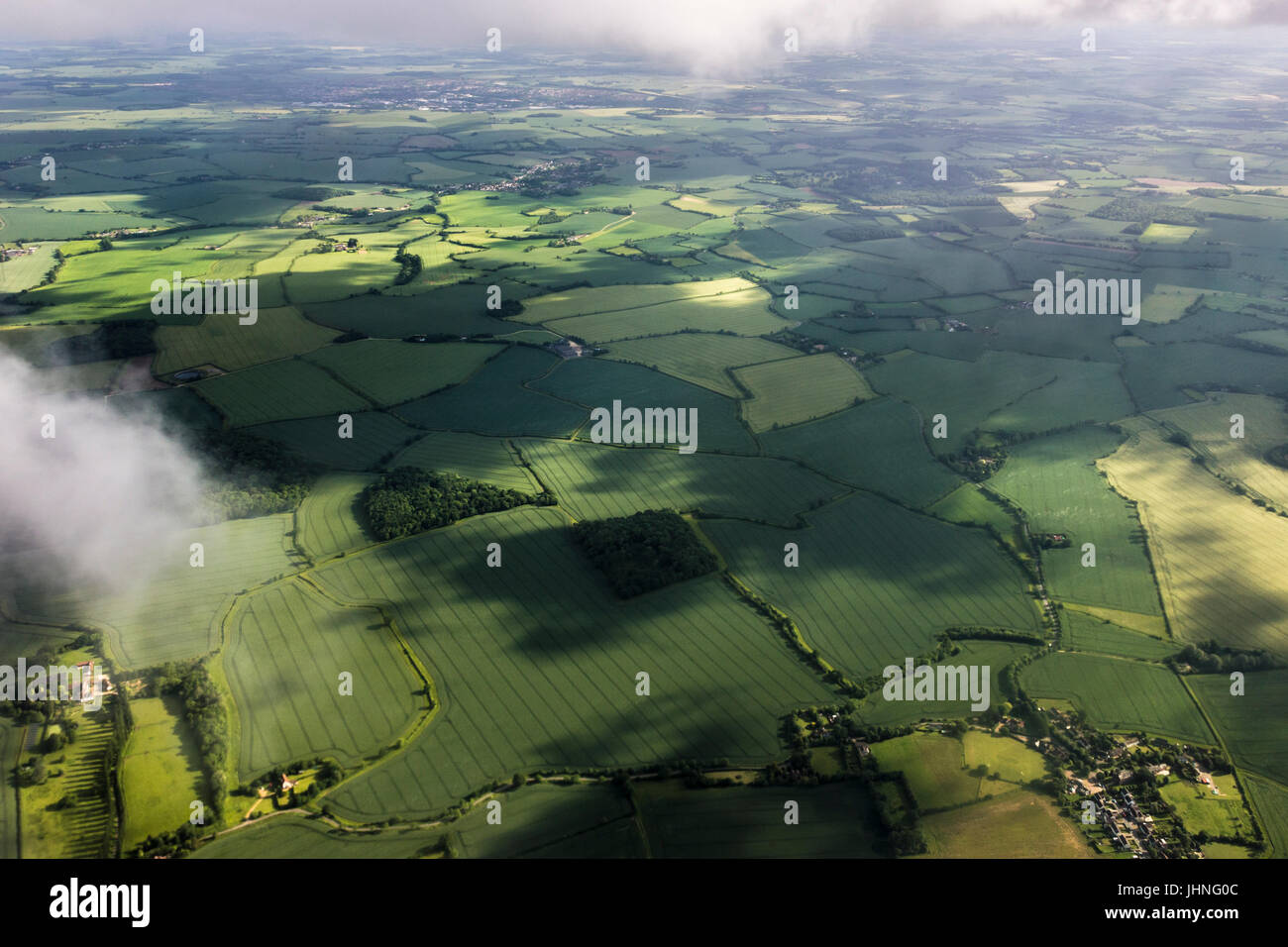 Aerial view at green peaceful English countryside Stock Photo - Alamy