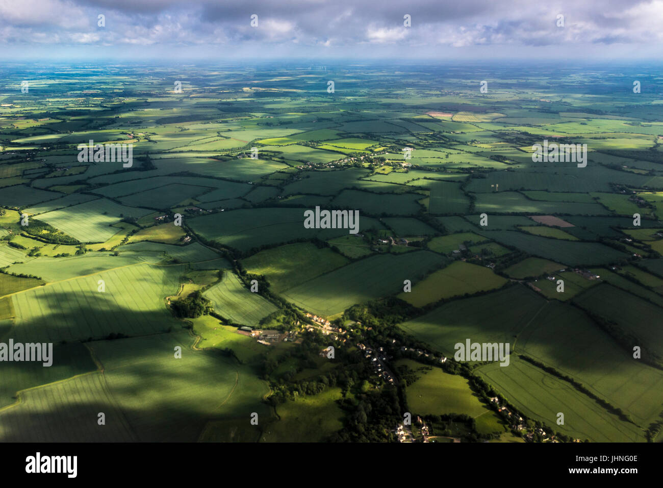 Aerial view at green peaceful English countryside Stock Photo - Alamy