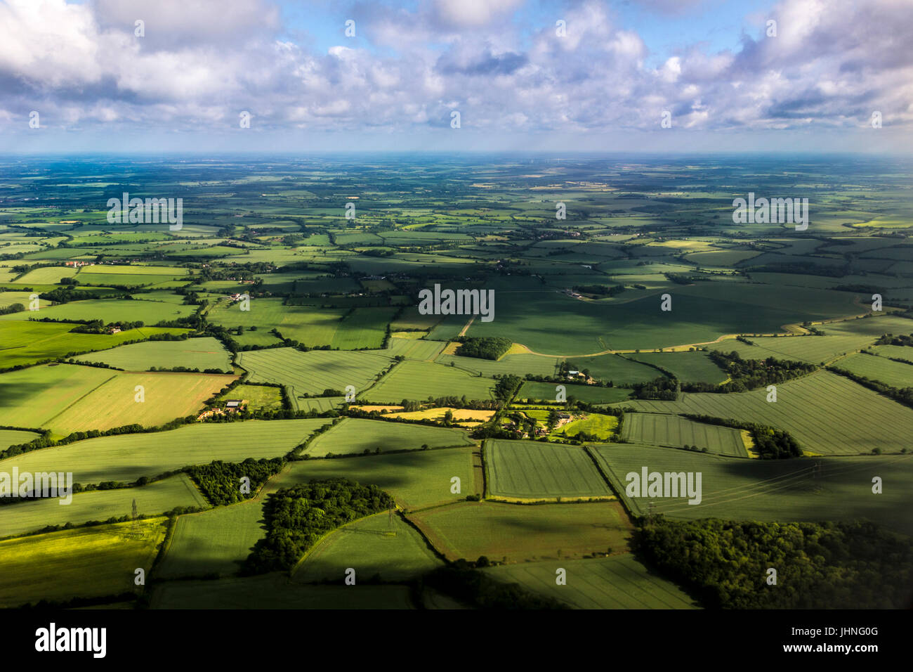Aerial view at green peaceful English countryside Stock Photo - Alamy