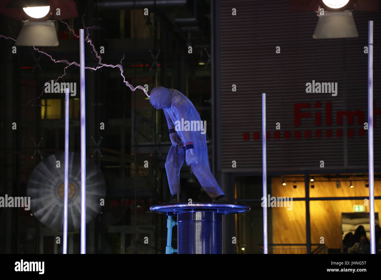 Berlin, Germany, 15th April, 2014: Electircity lightning show during ...