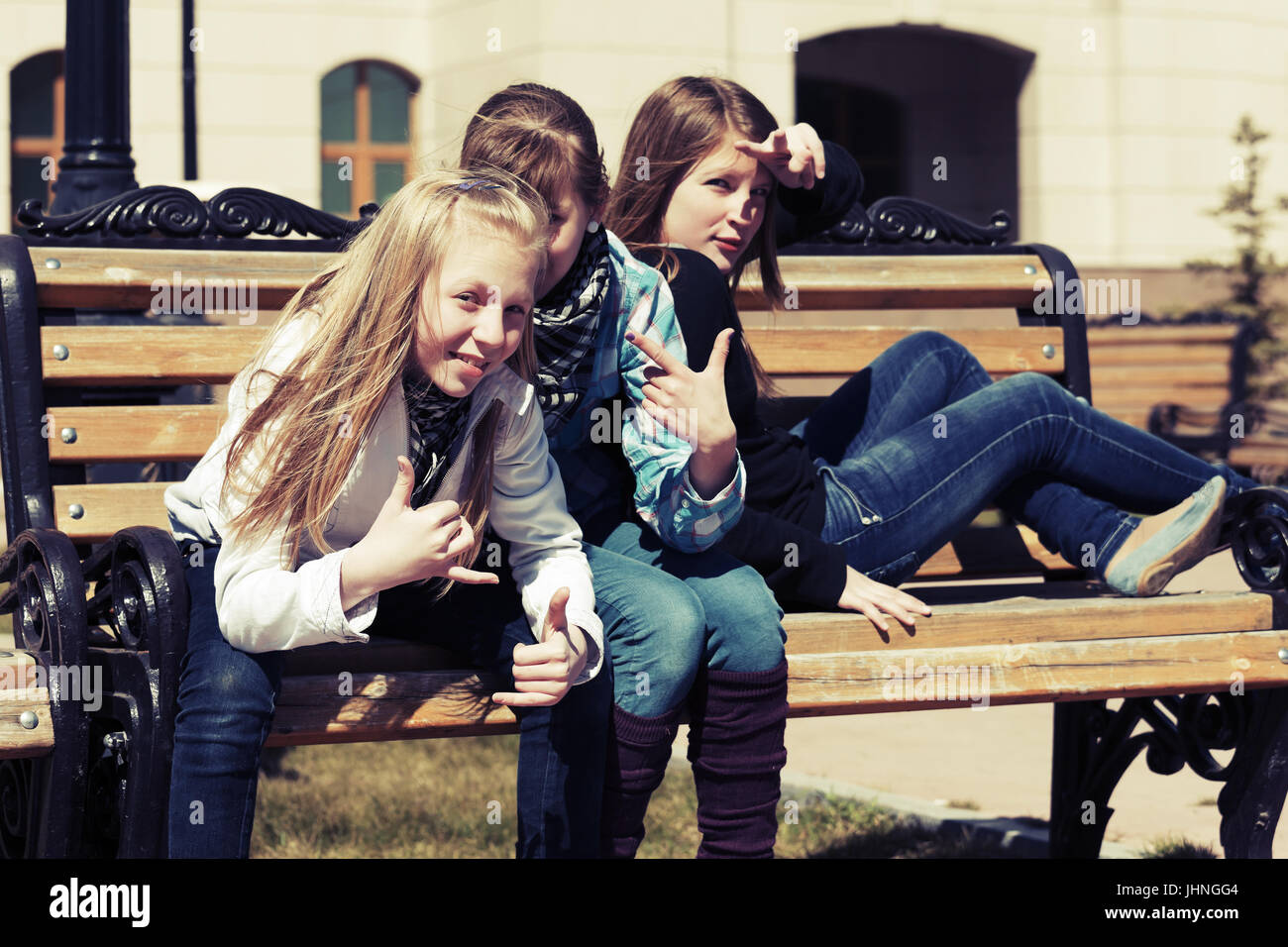 Group of school girls in a campus Stock Photo - Alamy