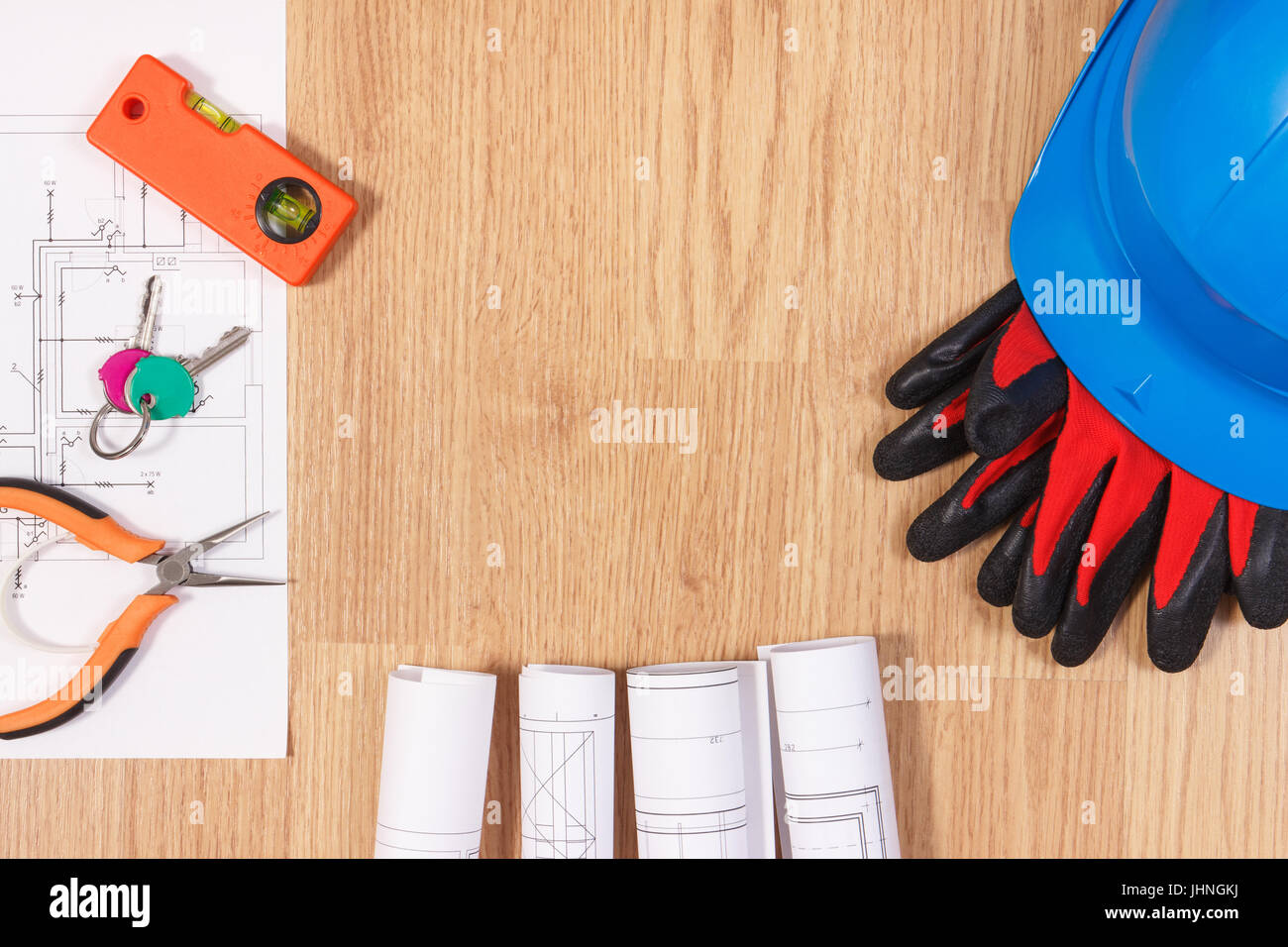 Home keys with diagrams or electrical construction drawings, protective ...