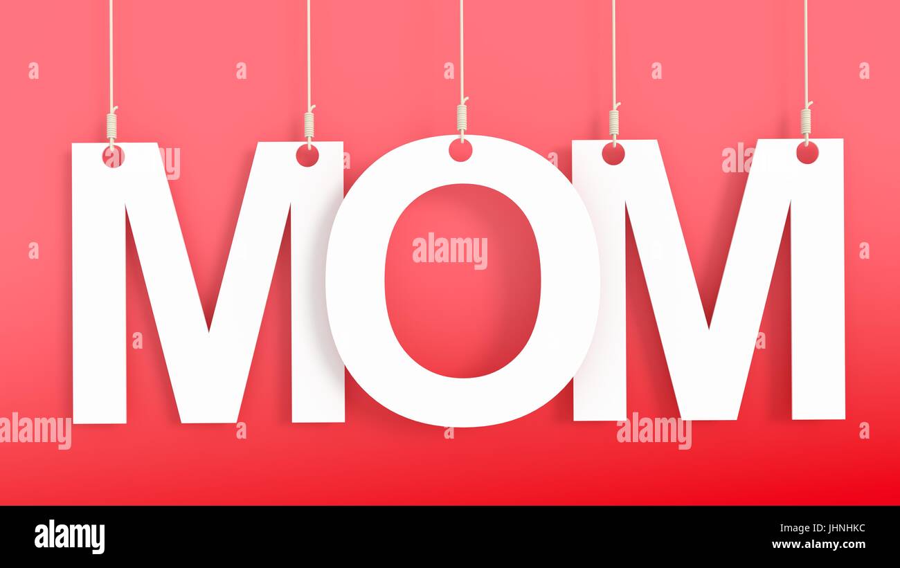 Mom hanging Letters over red background Stock Photo - Alamy