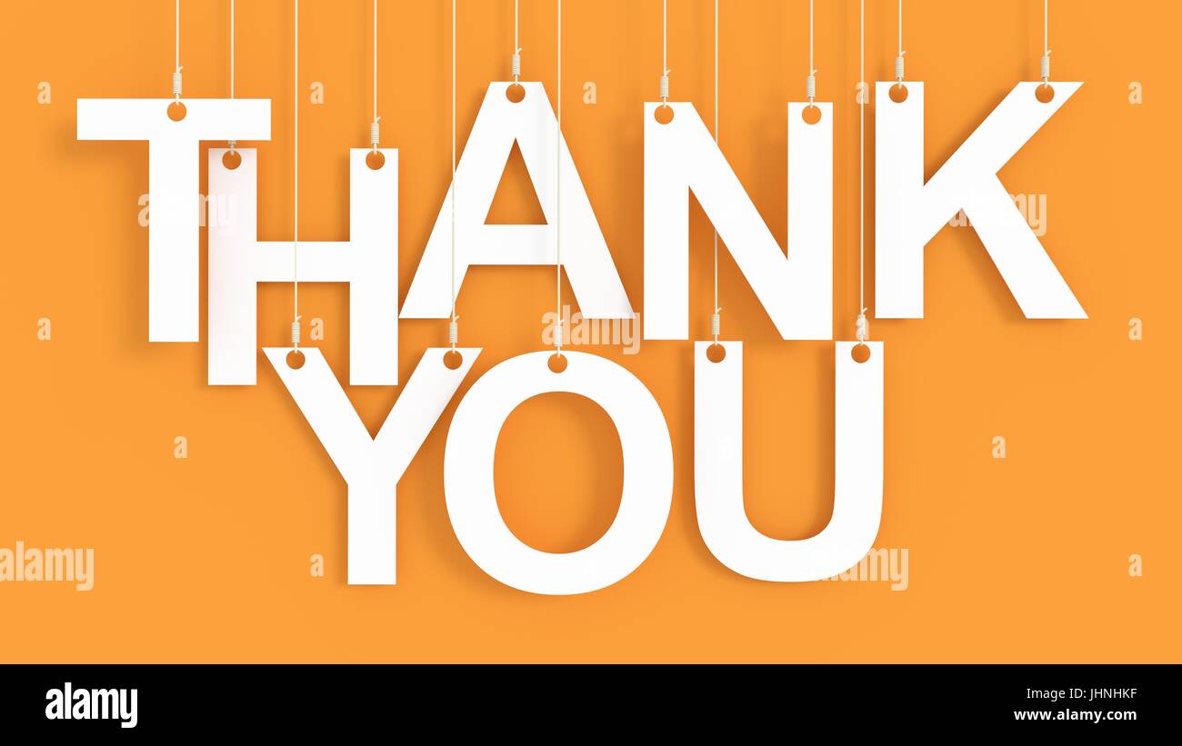 Thank You hanging letters over orange background Stock Photo - Alamy
