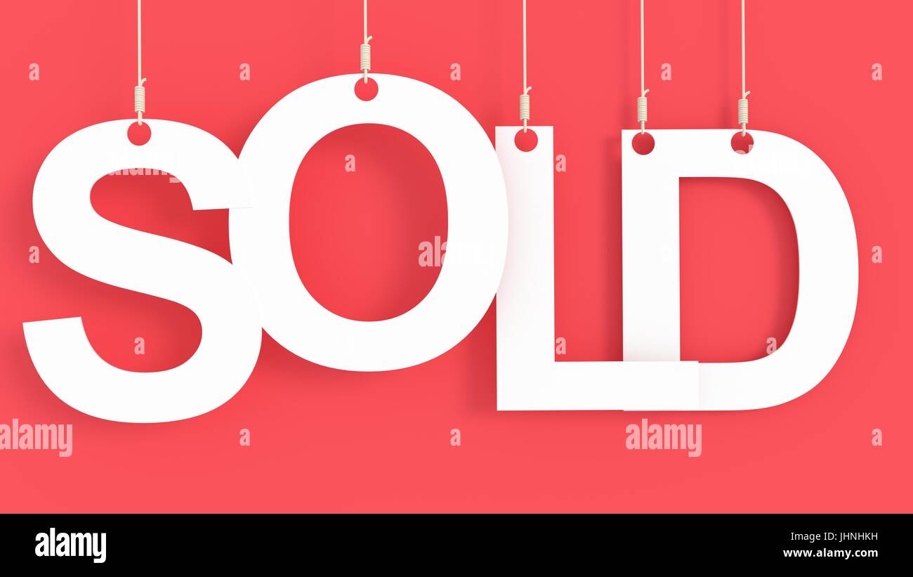 Sold hanging Letter over Red Background Stock Photo - Alamy