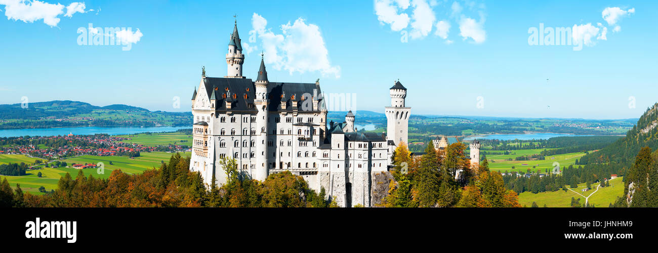 Neuschwanstein castle panoramic view hi-res stock photography and images - Alamy