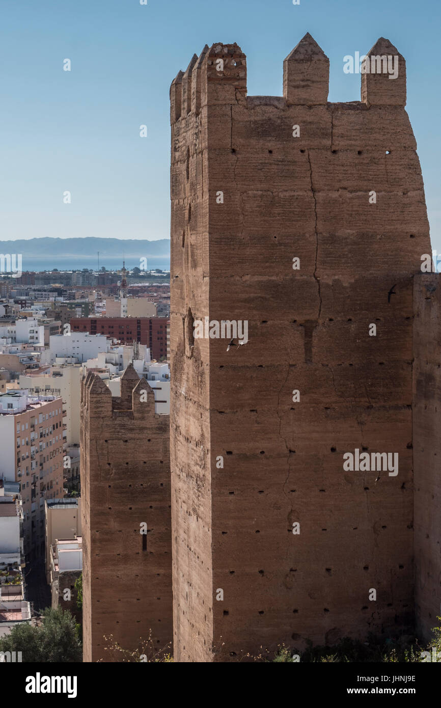 Medieval moorish fortress Alcazaba in Almeria, Eastern tip is the ...