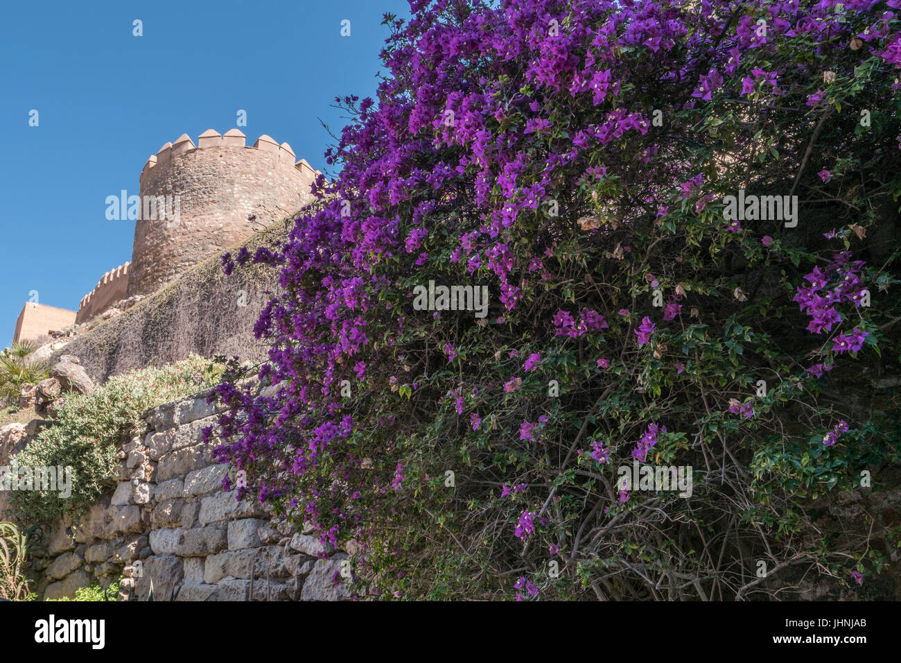 Medieval moorish fortress Alcazaba in Almeria, Access to the fortress ...