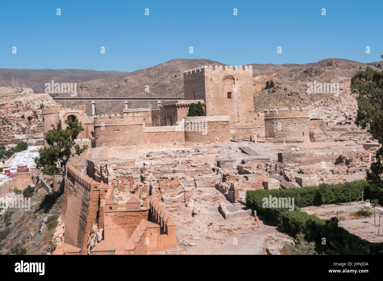 Medieval moorish fortress Alcazaba in Almeria, Eastern tip is the ...