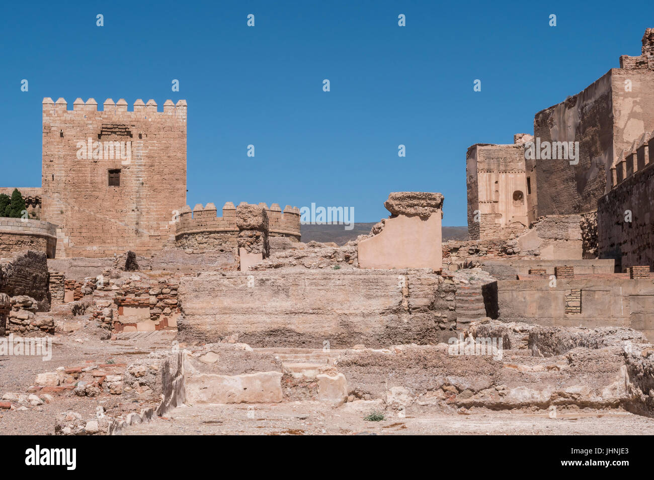 Medieval moorish fortress Alcazaba in Almeria, Eastern tip is the ...