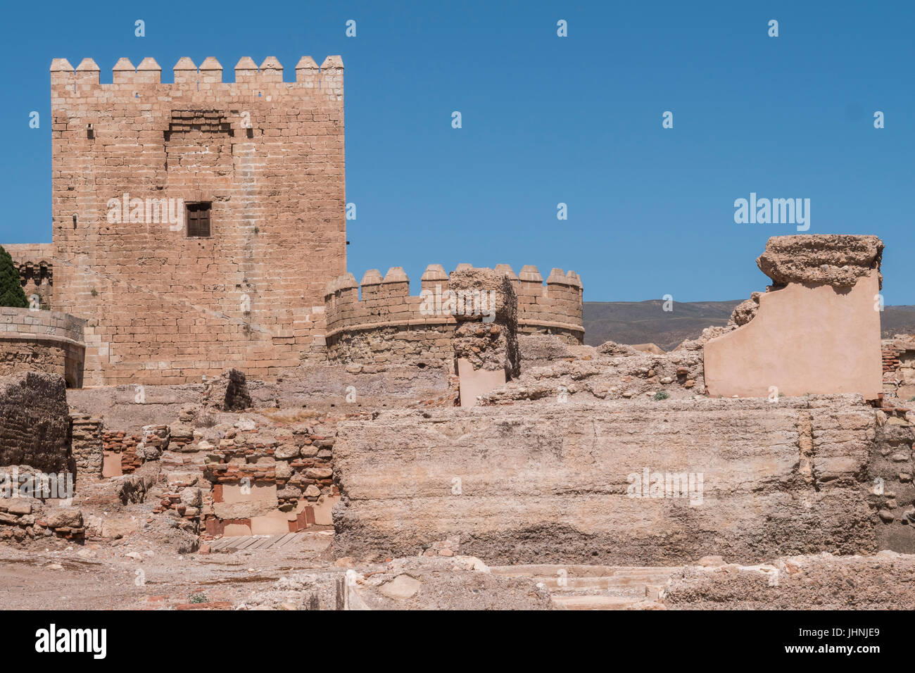 Medieval moorish fortress Alcazaba in Almeria, Eastern tip is the ...