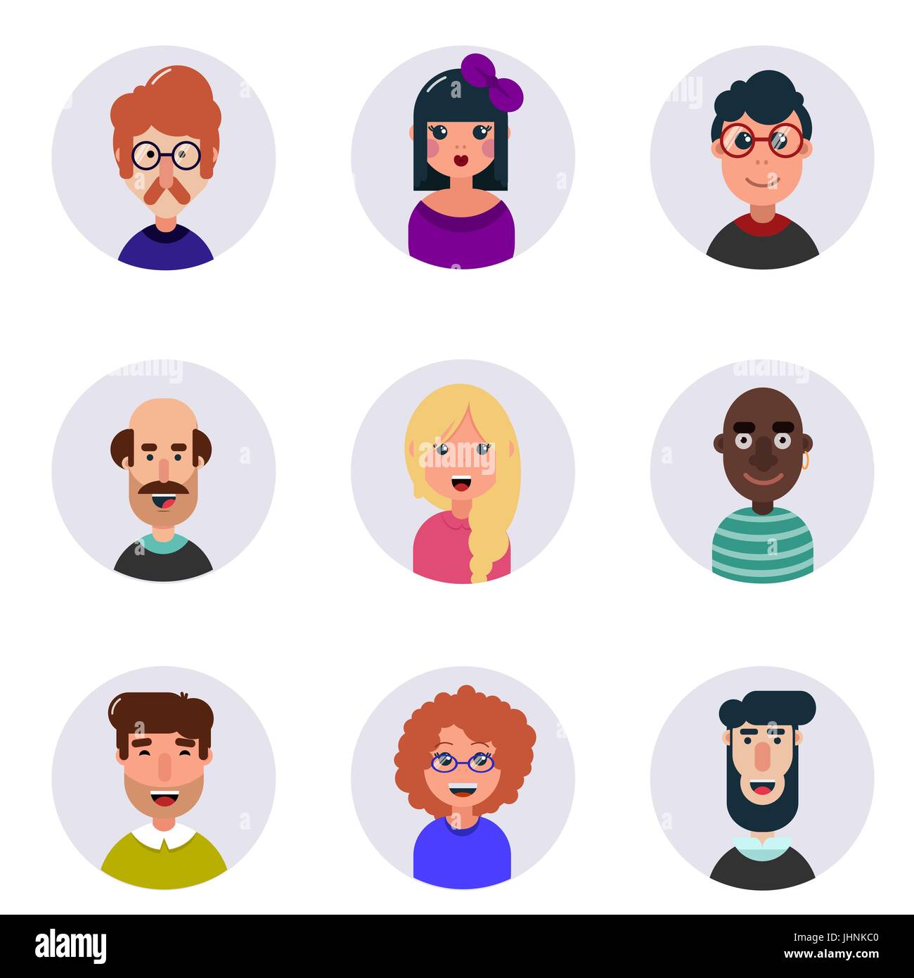 Avatars. Different human faces. Cute and funny people. Vector ...