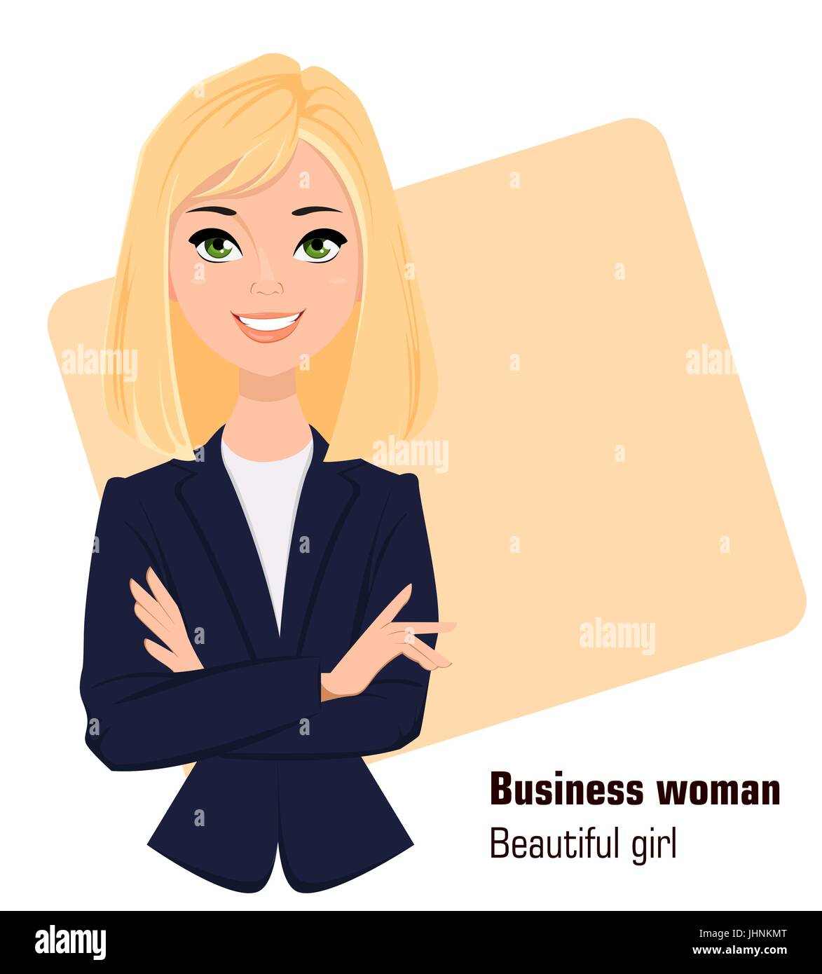 Young cartoon businesswoman wearing business style clothing ...