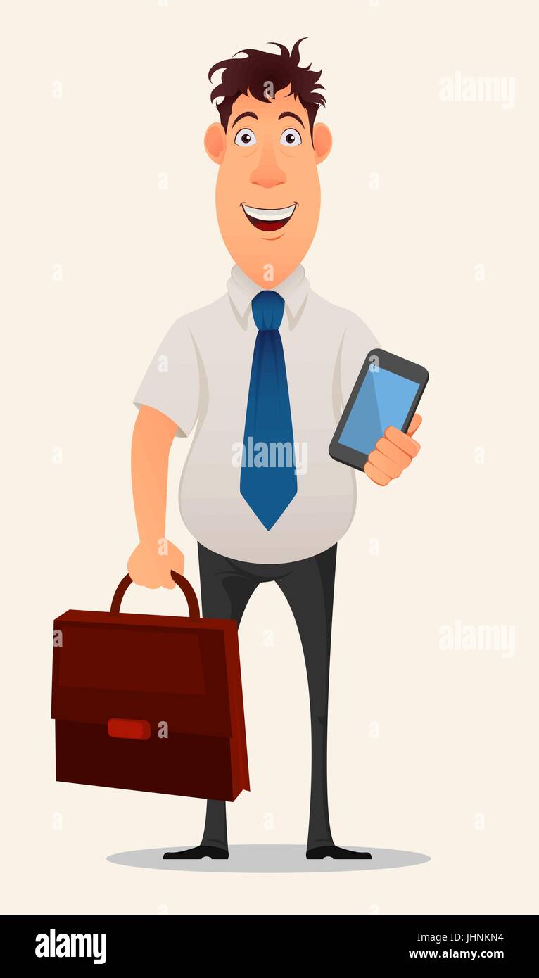 Business man cartoon character. Smiling businessman in office shirt and ...