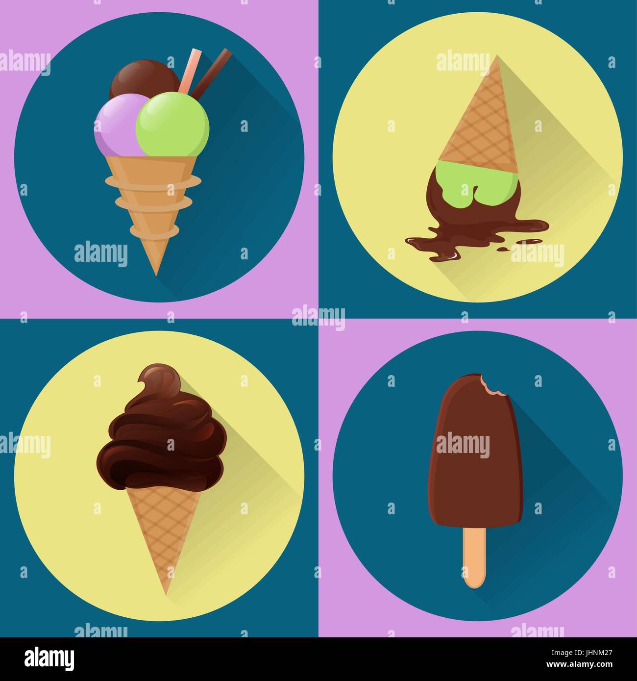Tasty ice cream. Vector flat icons. Set Stock Vector Image & Art - Alamy