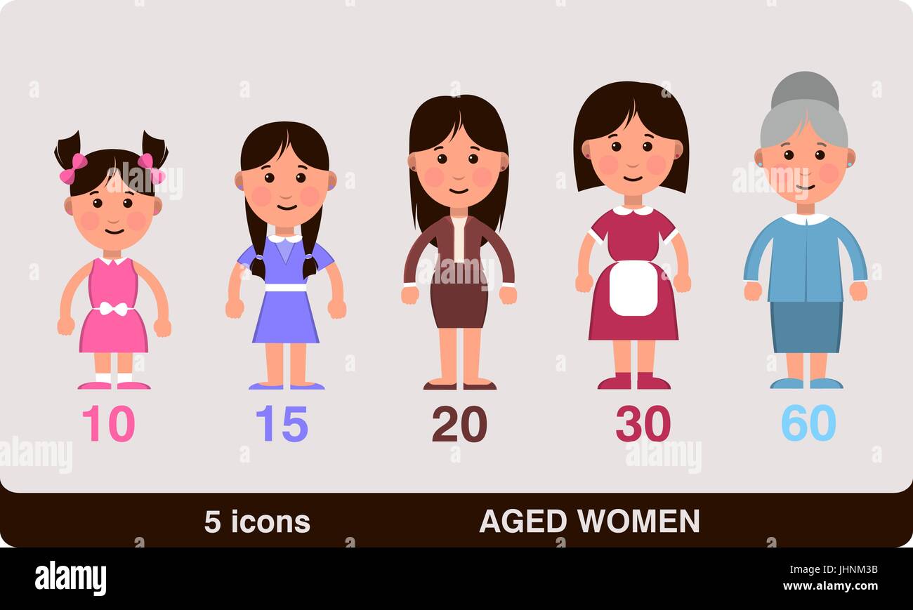 vector illustration of the different ages of women Stock Vector Image ...
