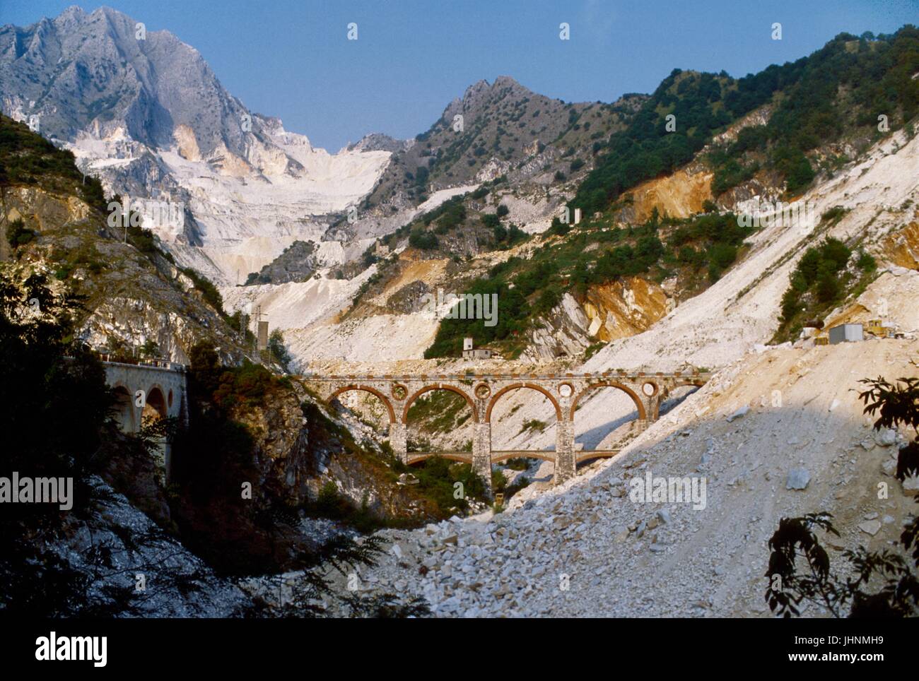 Carrara (Tuscany, Italy), bridges of Vara, ancient run of the railroad ...