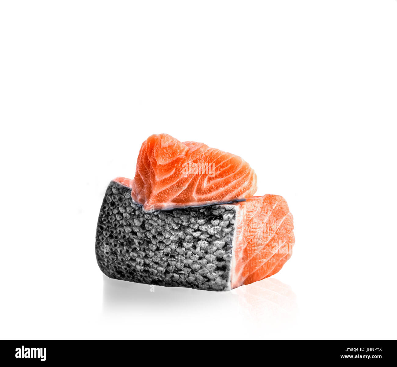 on the photo two portions of fish a salmon Stock Photo - Alamy