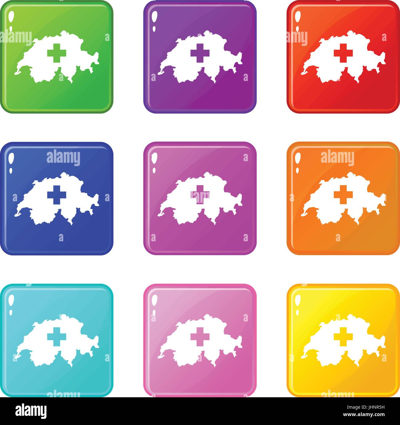 Switzerland map icons 9 set Stock Vector Image & Art - Alamy