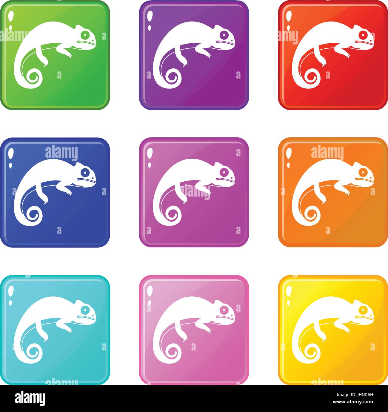 Chameleon icons 9 set Stock Vector Image & Art - Alamy