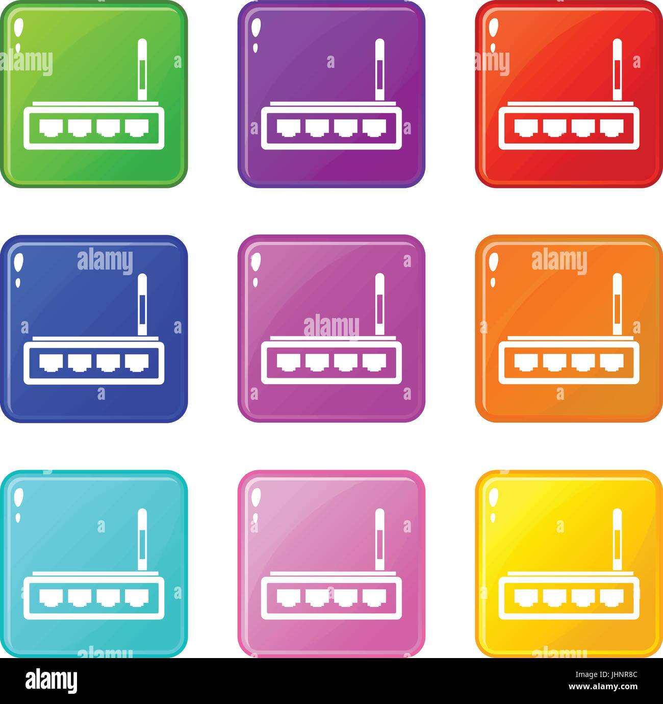 Router icons 9 set Stock Vector Image & Art - Alamy
