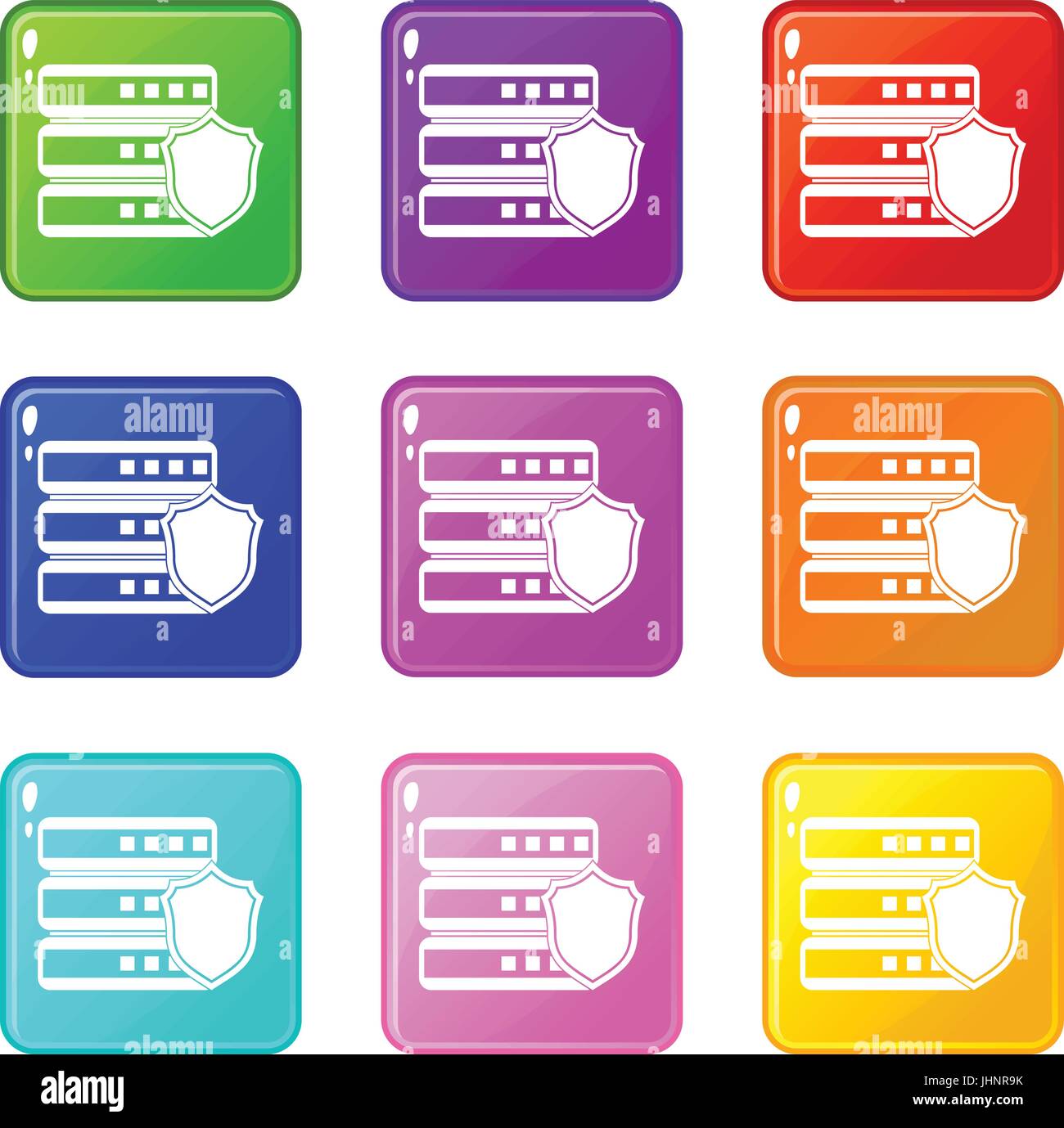 Database with gray shield icons 9 set Stock Vector Image & Art - Alamy
