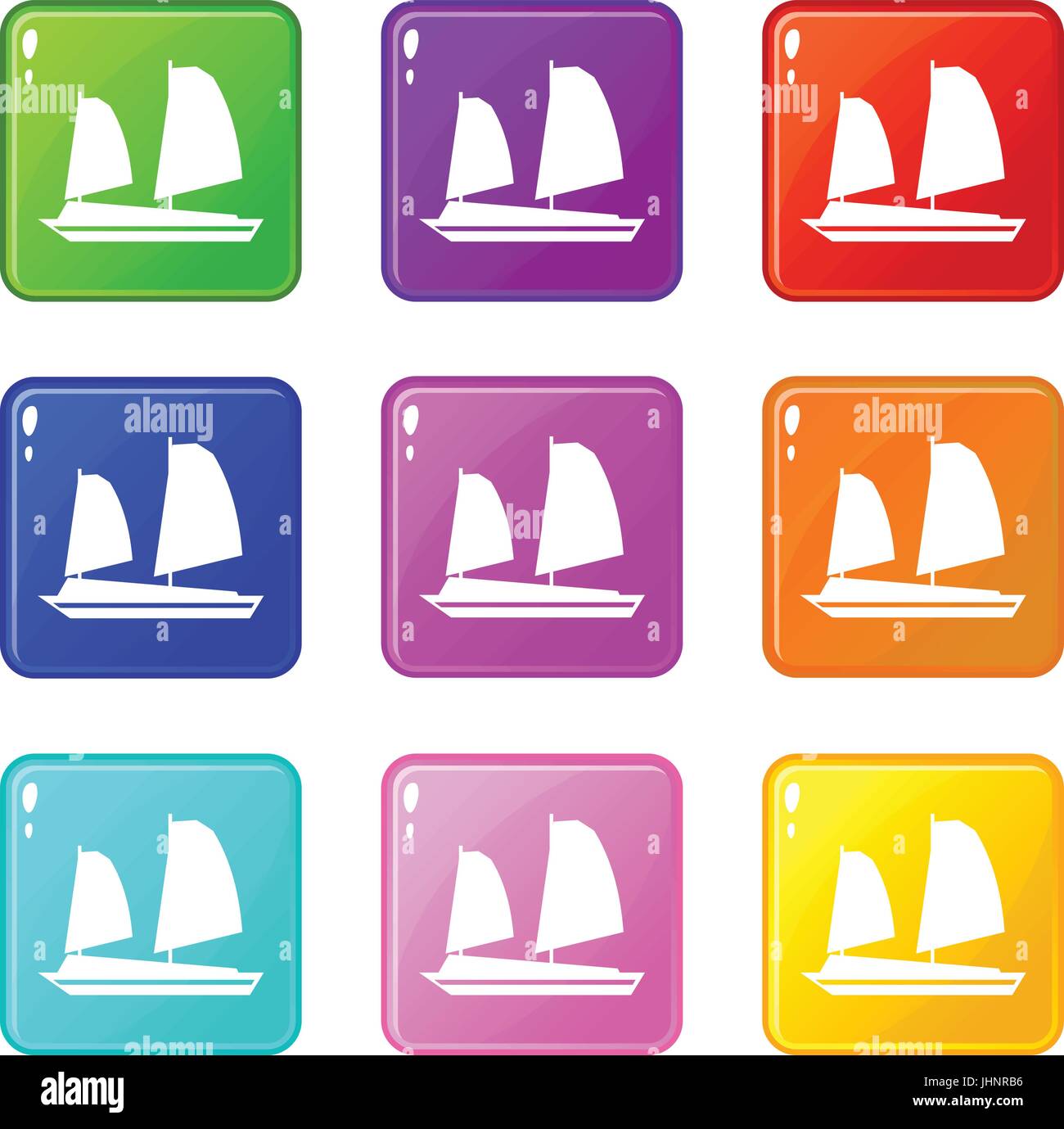 Vietnamese junk boat icons 9 set Stock Vector Image & Art - Alamy