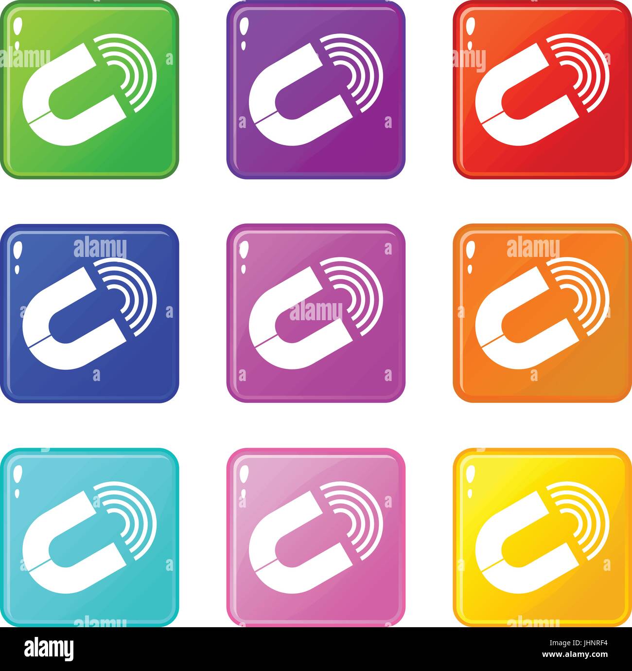 Horseshoe magnet icons 9 set Stock Vector Image & Art - Alamy